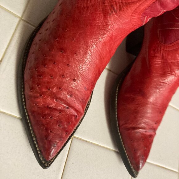 Custom handmade in Texas | Shoes | Handmade Custom Red Pointy Ostrich ...